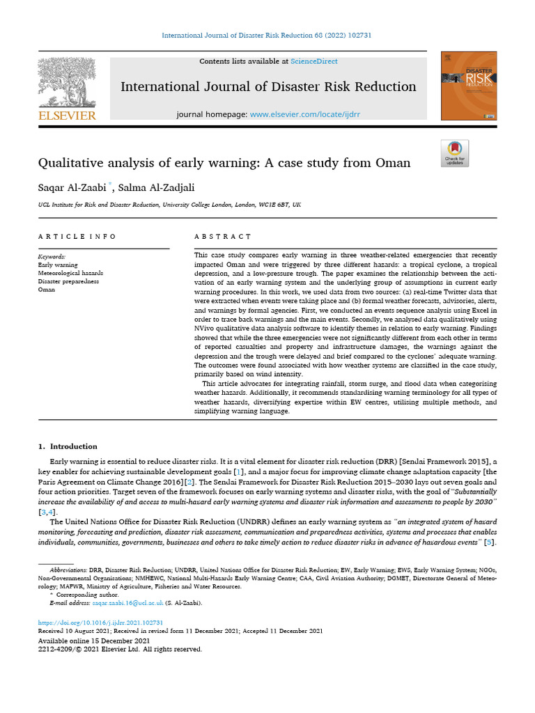 Early Warning Systems in Oman: A Case Study | PDF | Tropical Cyclones ...