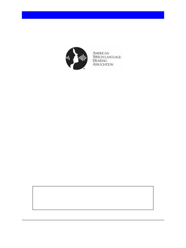 ASHA's Guidelines For Speech-Language Pathologists in Diagnosis ...