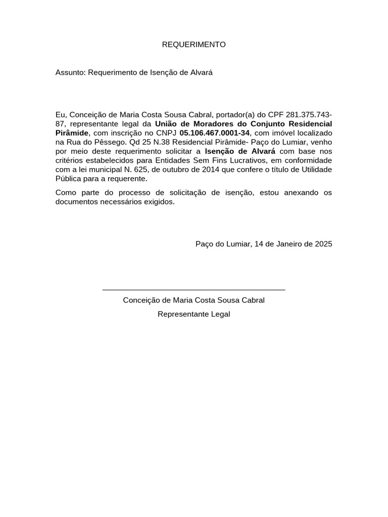 Isenção de Alvará para Entidade Sem Fins Lucrativos | PDF