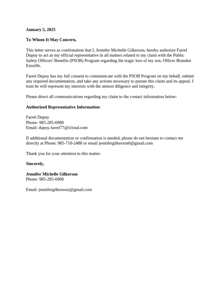 Authorized user letter | PDF