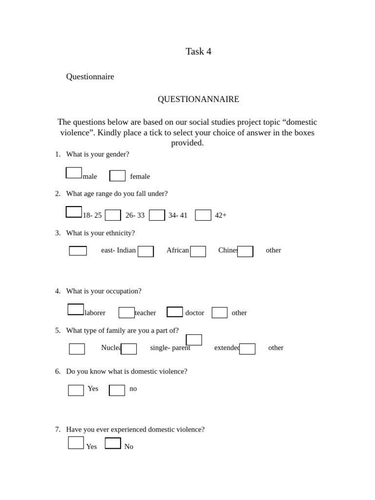 Social Studies Questionnaire | PDF