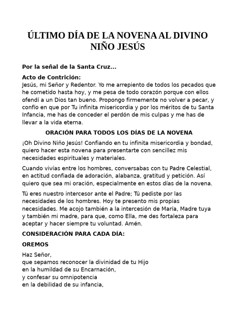 NOVENA DEL NIÑO JESÚS Último DÍA | PDF | Intercesión | Oración