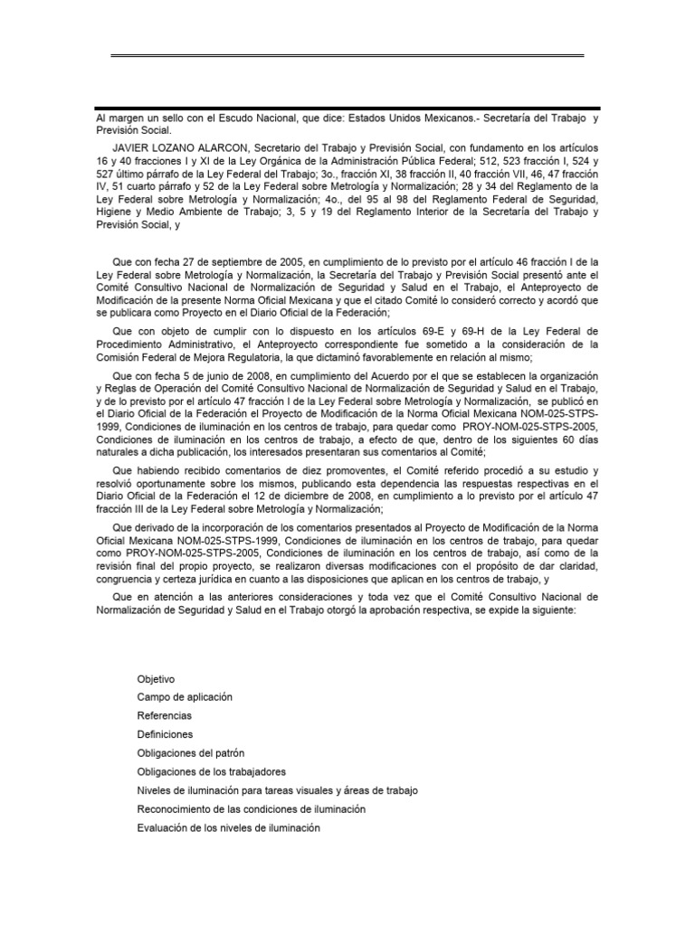 NOM-025-STPS-2008 | PDF | Encendiendo | Laboratorios