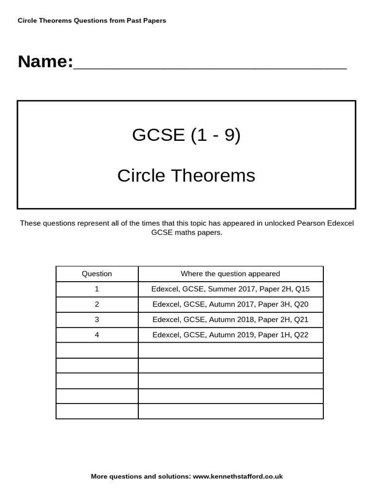 Proof of Circle Theorems Past Paper Questions | PDF