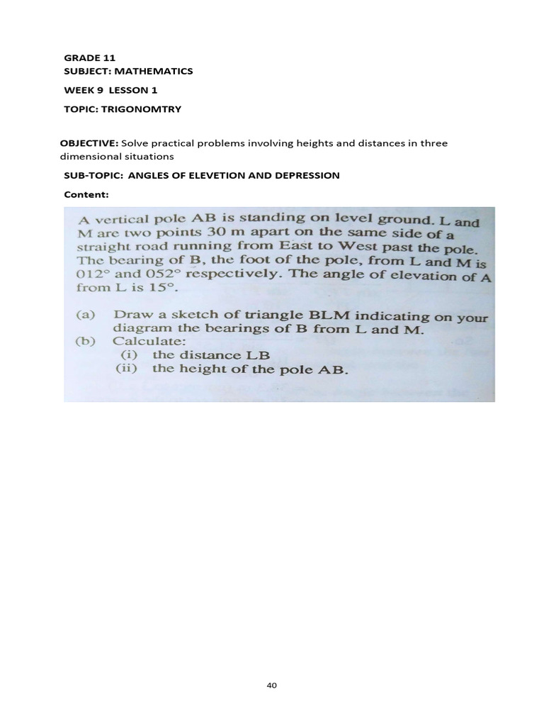 Trigonometry: Angles of Elevation & Depression | PDF