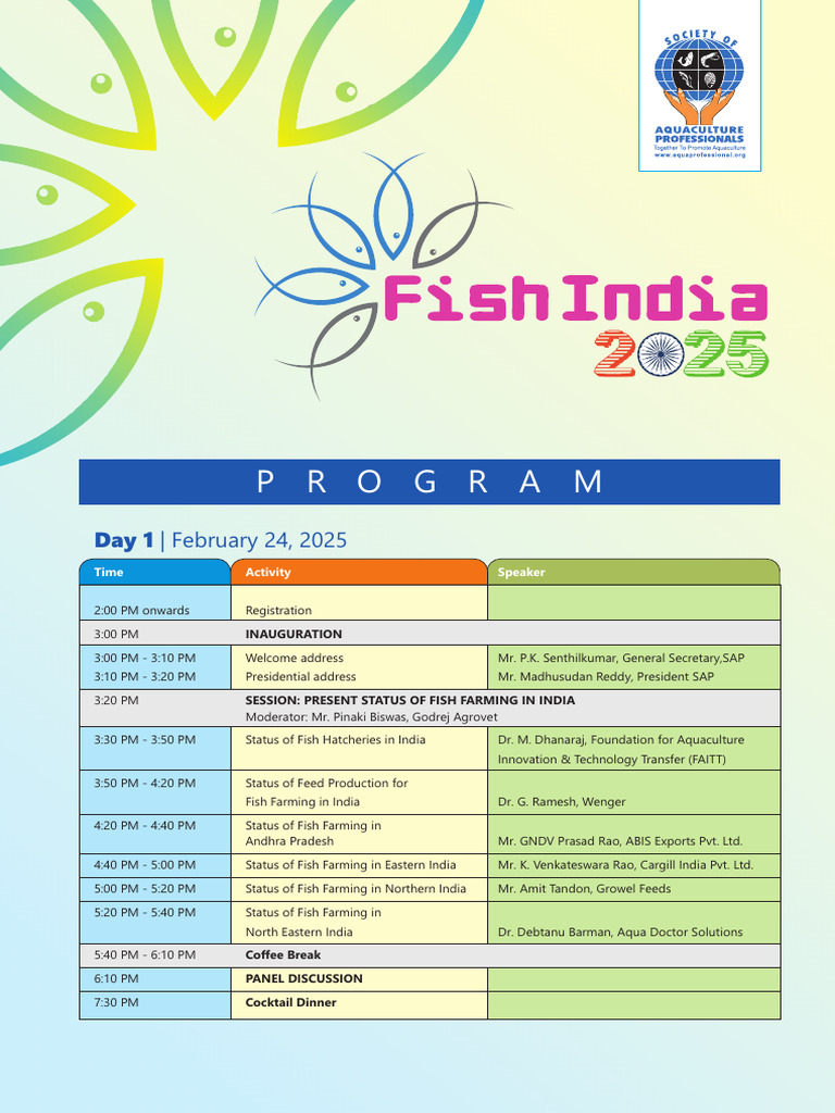 Program Fish India2025 | PDF | Fishery | Aquaculture