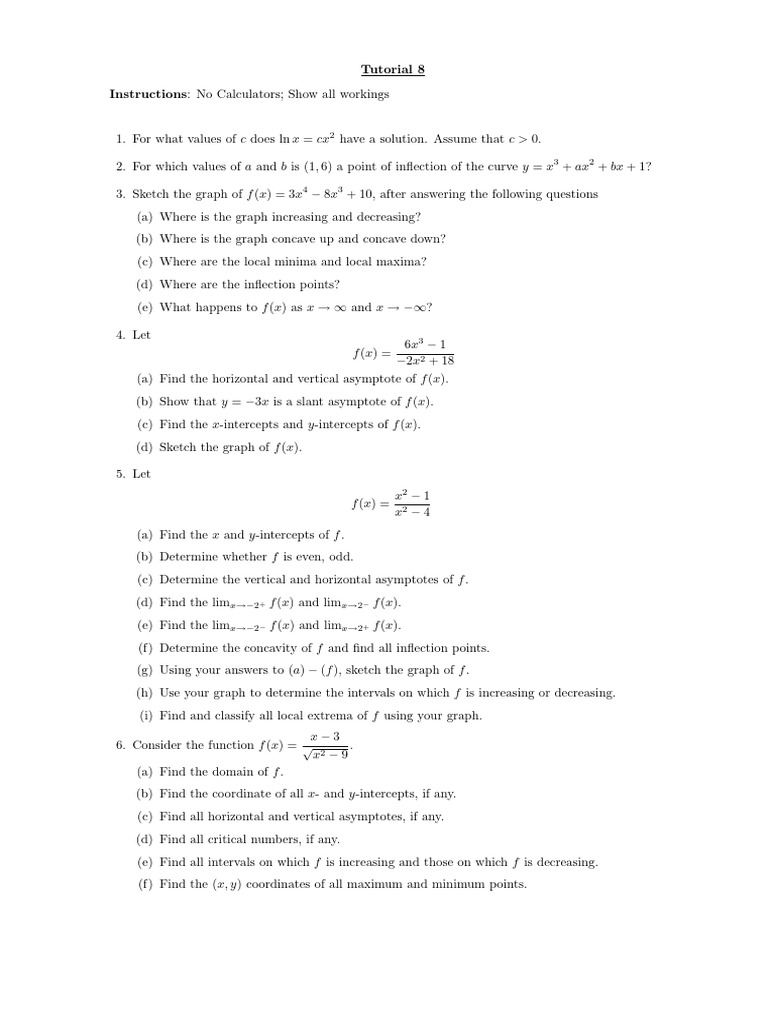 Tut8 | PDF | Asymptote | Mathematical Concepts