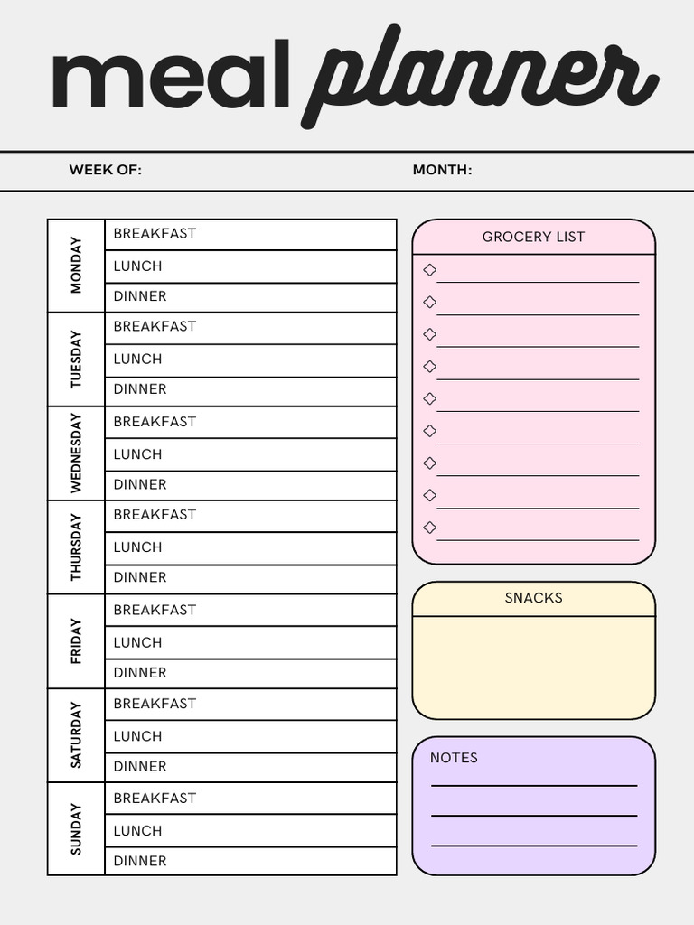 Grey Simple Bold Weekly Meal Planner - 20250213 - 002927 - 0000 | PDF