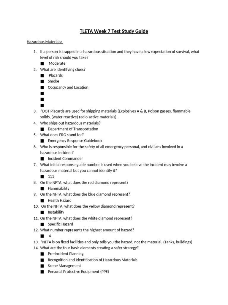 TLETA Week 7 Study Guide Complete | PDF | Dangerous Goods | Identity Theft