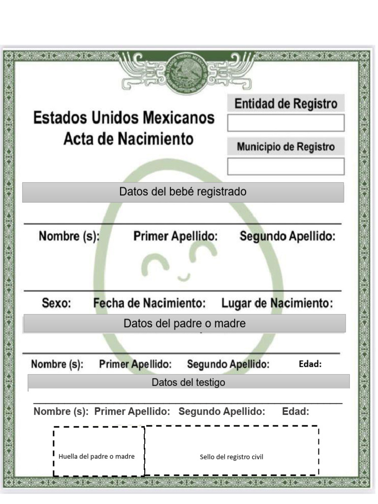 Acta de Nacimiento Huevo | PDF