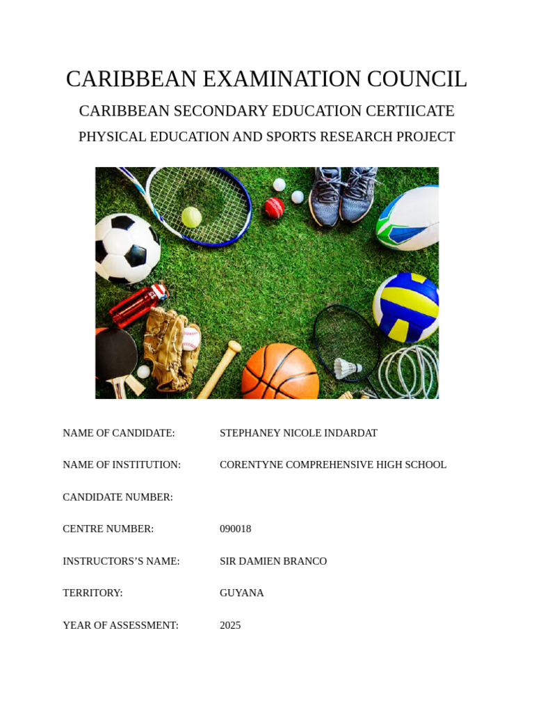 Stephaney Nicole Indardat Physical Edu SBA | PDF | Newspapers | Table ...