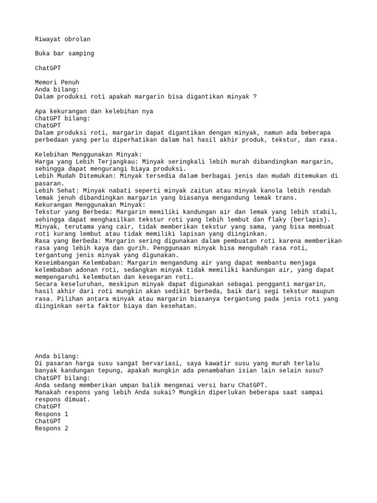 Mentega, Margarin Minyak Untuk Roti | PDF