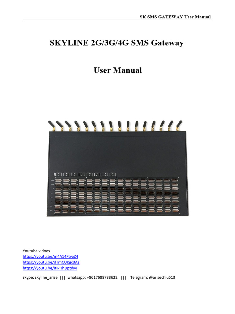 SKYLINE SMS Gateway User Manual | PDF | Port (Computer Networking) | Ip ...