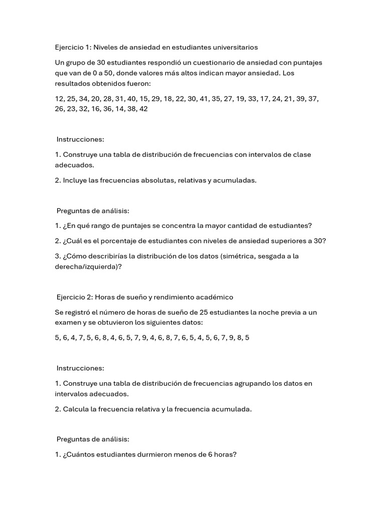Ejercicios Variables Cuantitativas | PDF