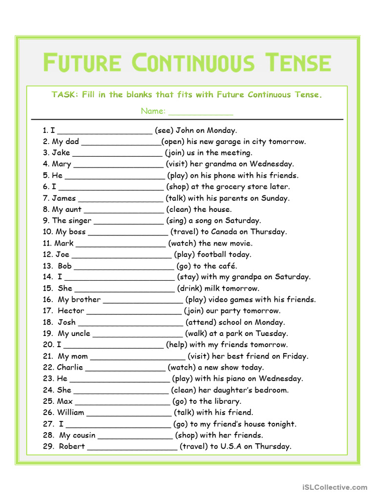 Future Tense Practice Worksheet | PDF