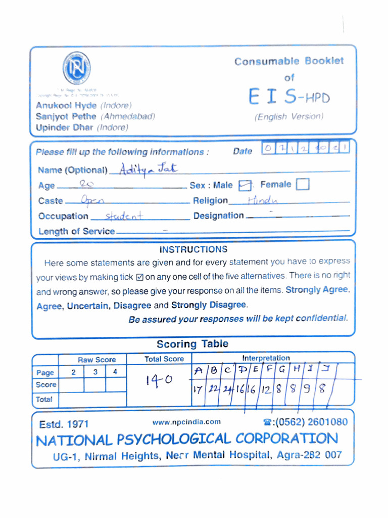 Emotional Intelligence Scale | PDF | Psychology | Behavioural Sciences