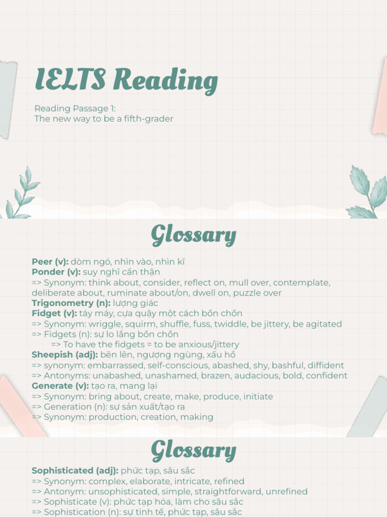 IELTS Basics Week 19-21-02 Reading Passage 1 + Speaking Part 1 | PDF