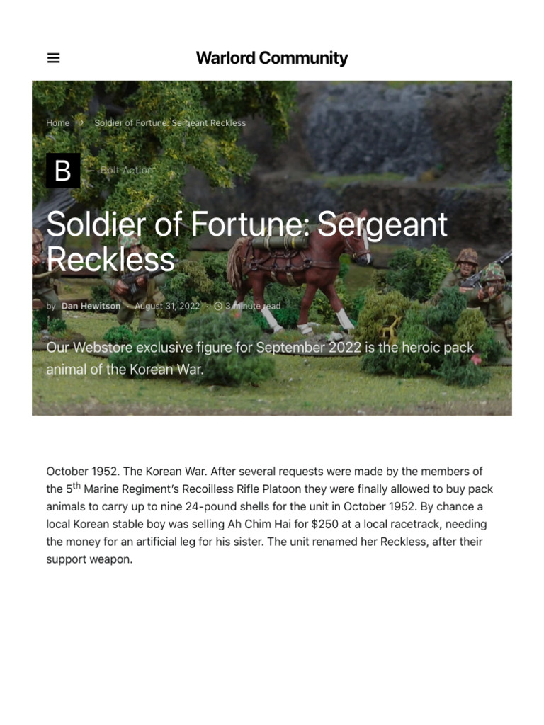 Soldier of Fortune- Sergeant Reckless - Warlord Community | PDF ...