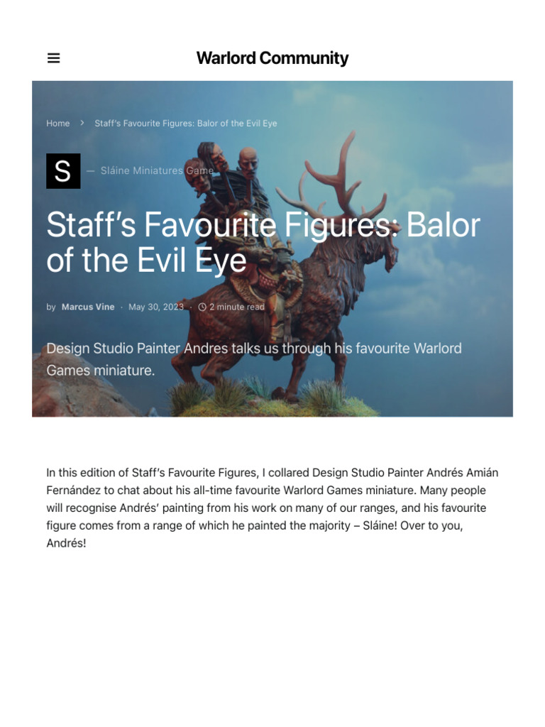 Staff's Favourite Figures- Balor of the Evil Eye - Warlord Community | PDF