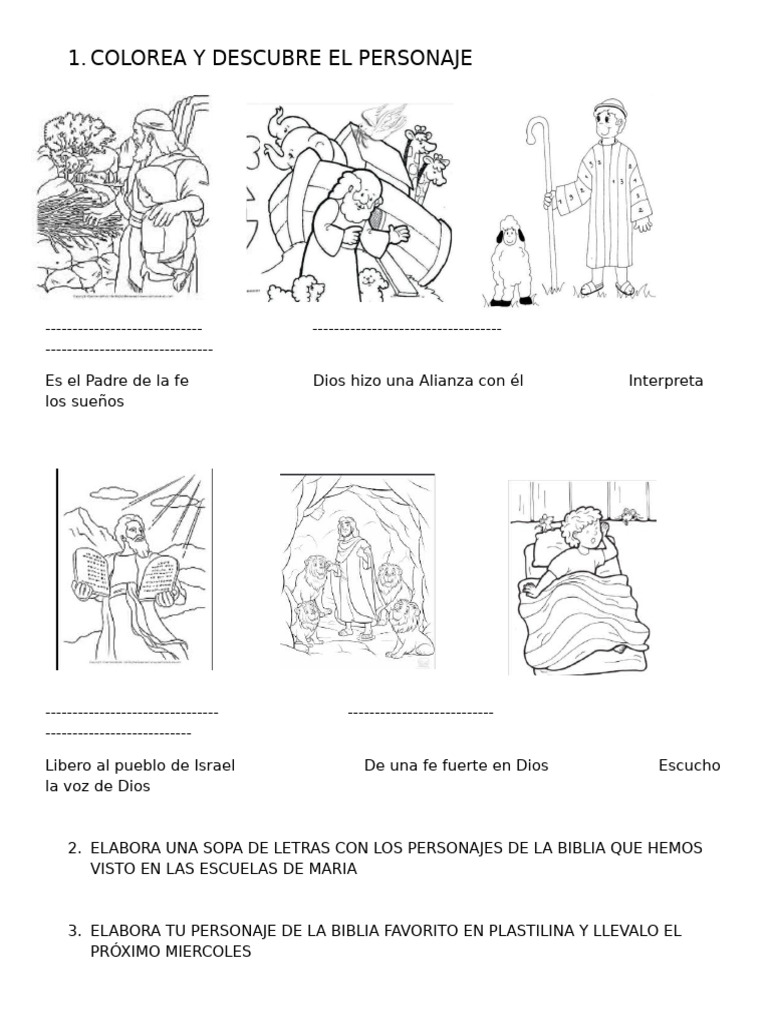 Actividades Creativas sobre Personajes Bíblicos | PDF