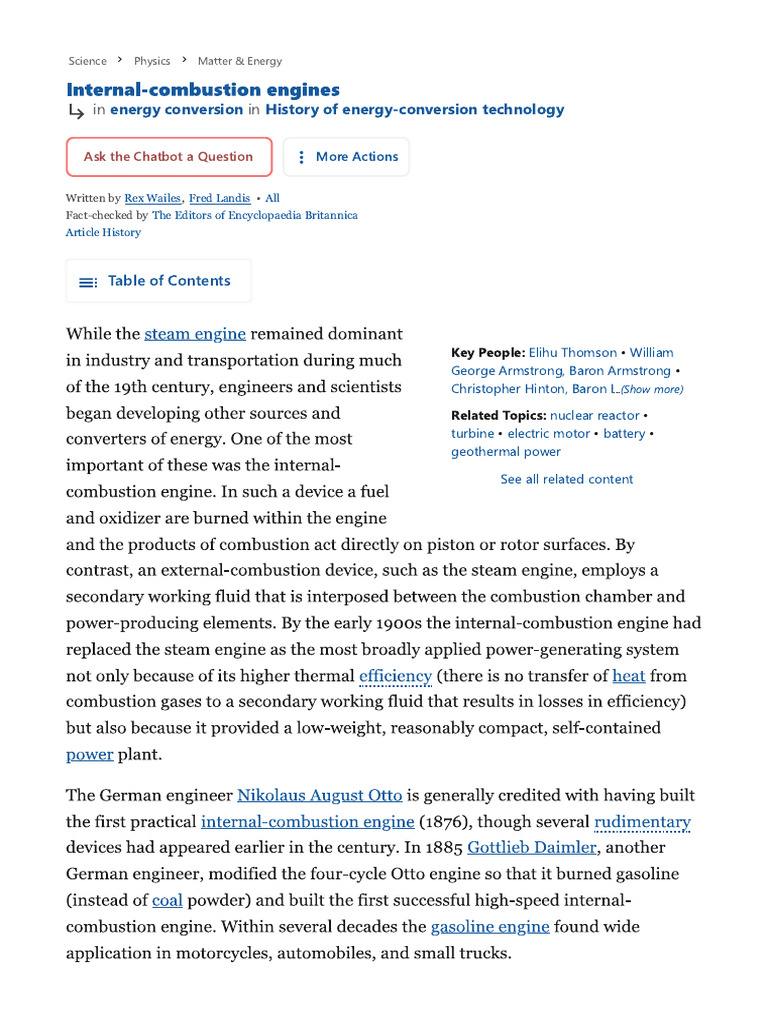 Energy Conversion - Internal Combustion, Engines, Efficiency ...