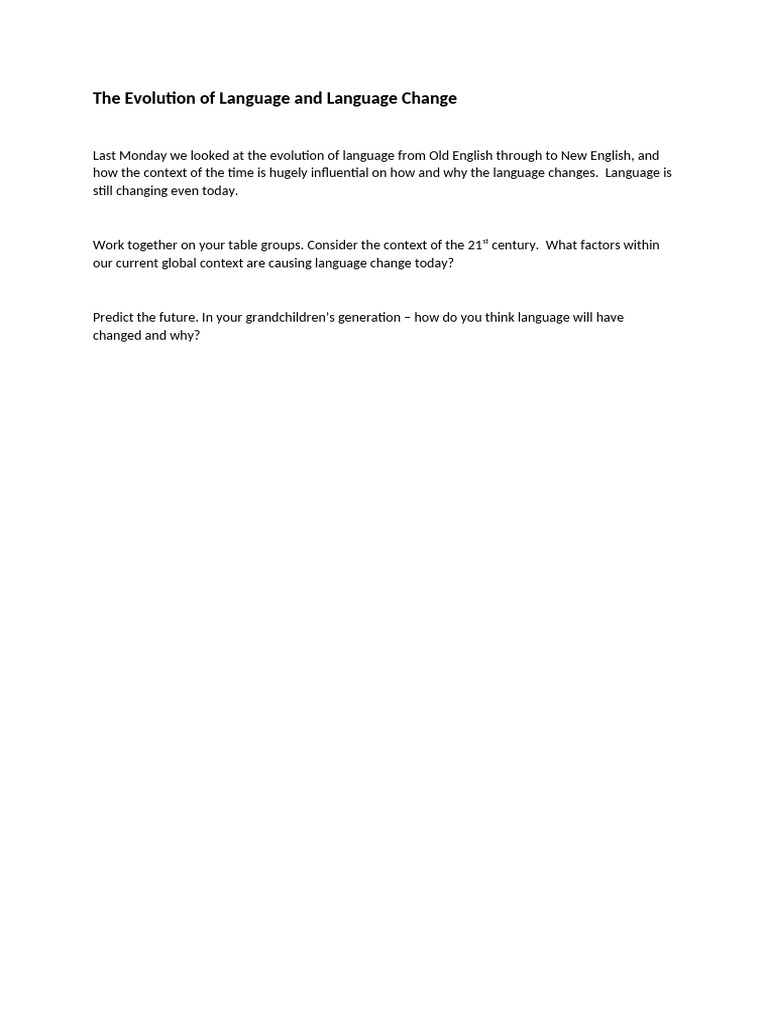 The Evolution of Language and Language Change | PDF