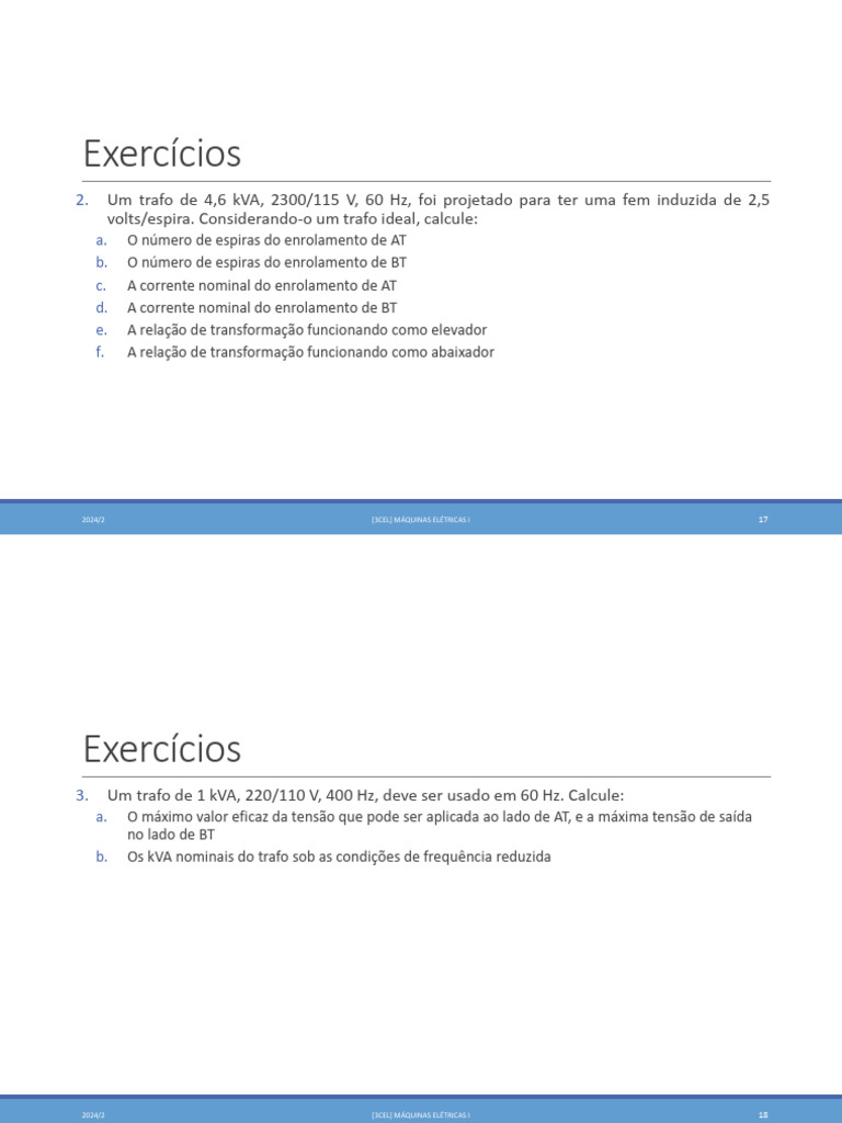 2024-2 Máquinas1 TrafoMonofásico Aula2 | PDF | Impedância elétrica | Corrente alternada