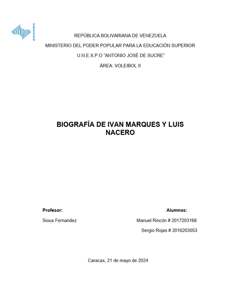 Biografias Ivan Marques y Luis Nacero | PDF | Venezuela