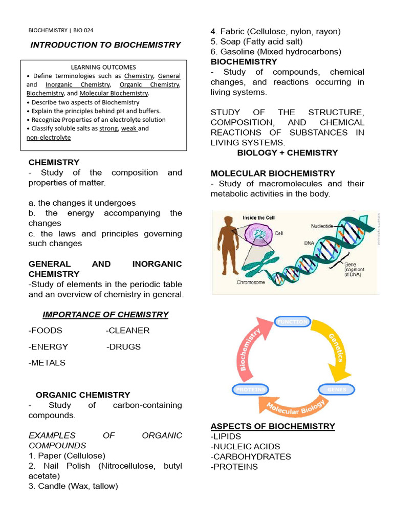 Biochemistry - Notes Lesson 1 | PDF | Ion | Solvation
