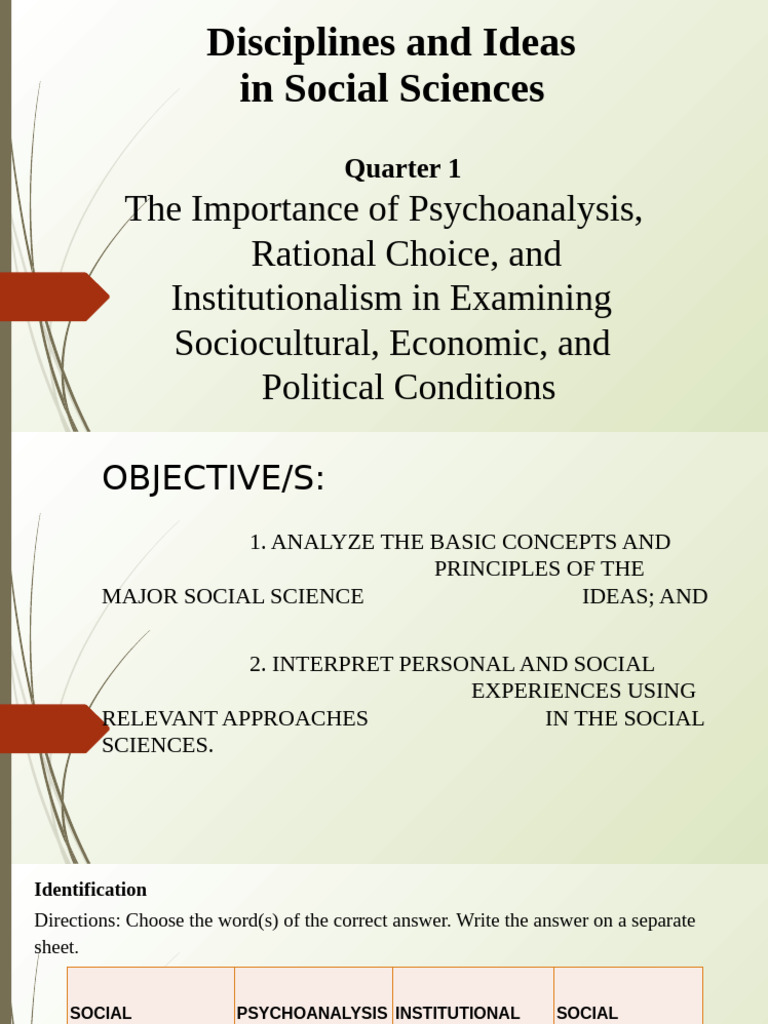 Psychoanalysis and Rational Choice Insights | PDF | Institutional ...