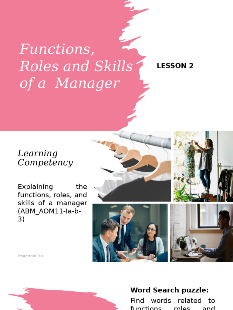 Manager Functions, Roles, and Skills | PDF | Human Communication ...