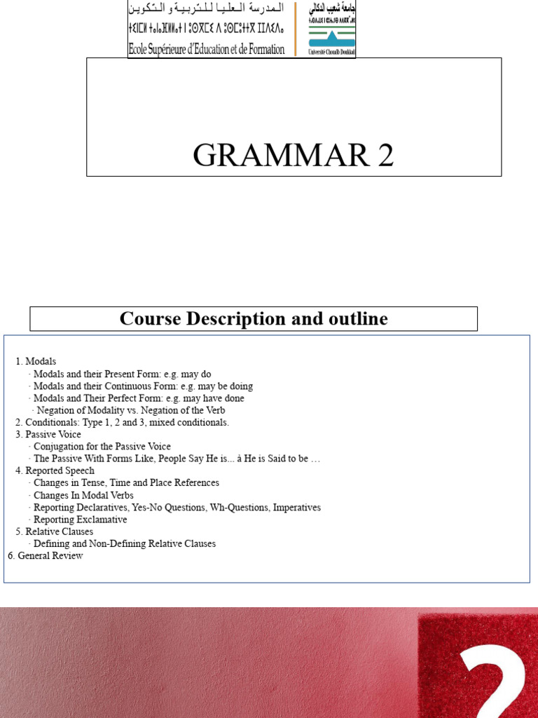 Advanced Grammar Course Outline | PDF