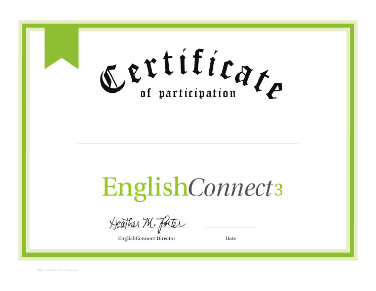 Certificate English Connect 3 Certificate 2023 | PDF