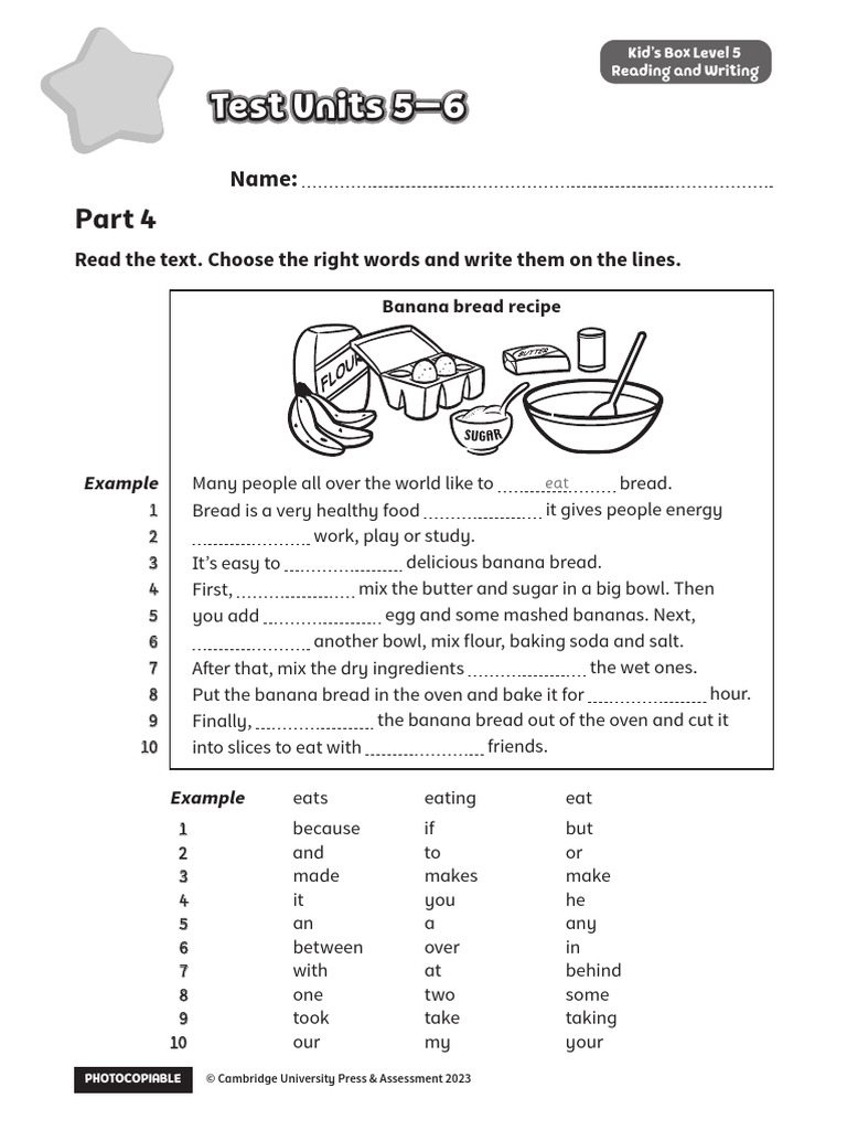 KidsBox Level5 Test Units 5-6 Reading and Writing 4 | PDF