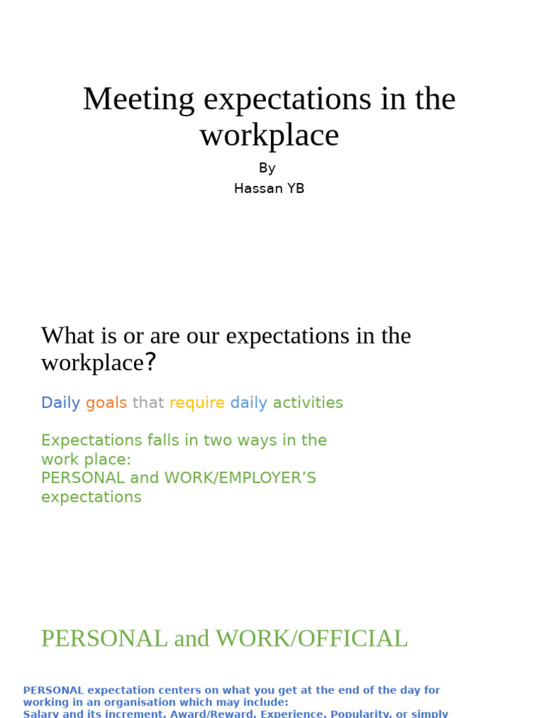 Meeting Workplace Expectations | PDF | Professional Skills ...