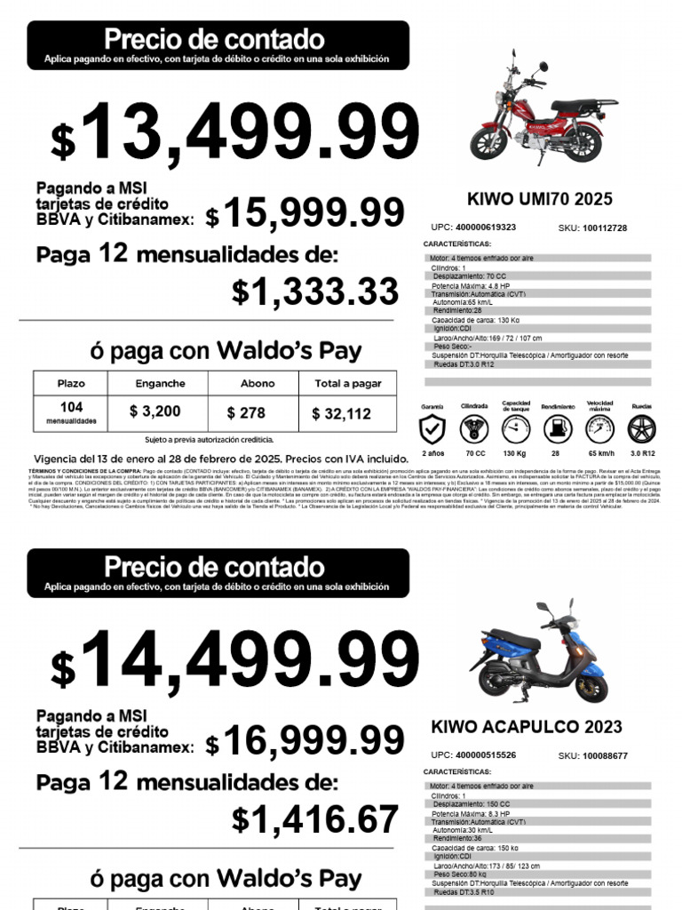 Precios KIWO Enero A 28 de Febrero 2025 | PDF | Tarjeta de crédito ...