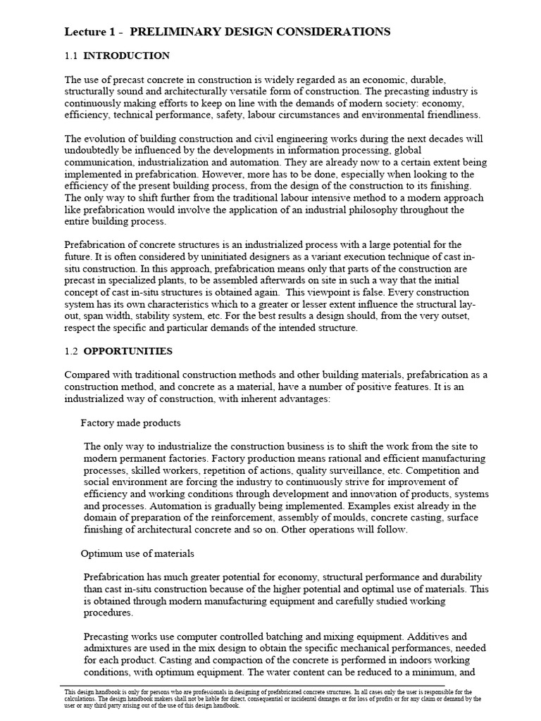 Lecture 1 - Preliminary Design Considerations | PDF | Concrete | Prestressed Concrete