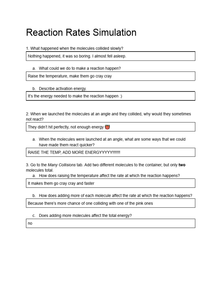 Reaction Rates Simulation | PDF