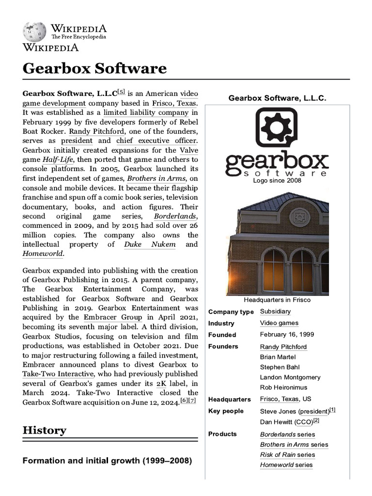 Gearbox Software - Wikipedia | PDF