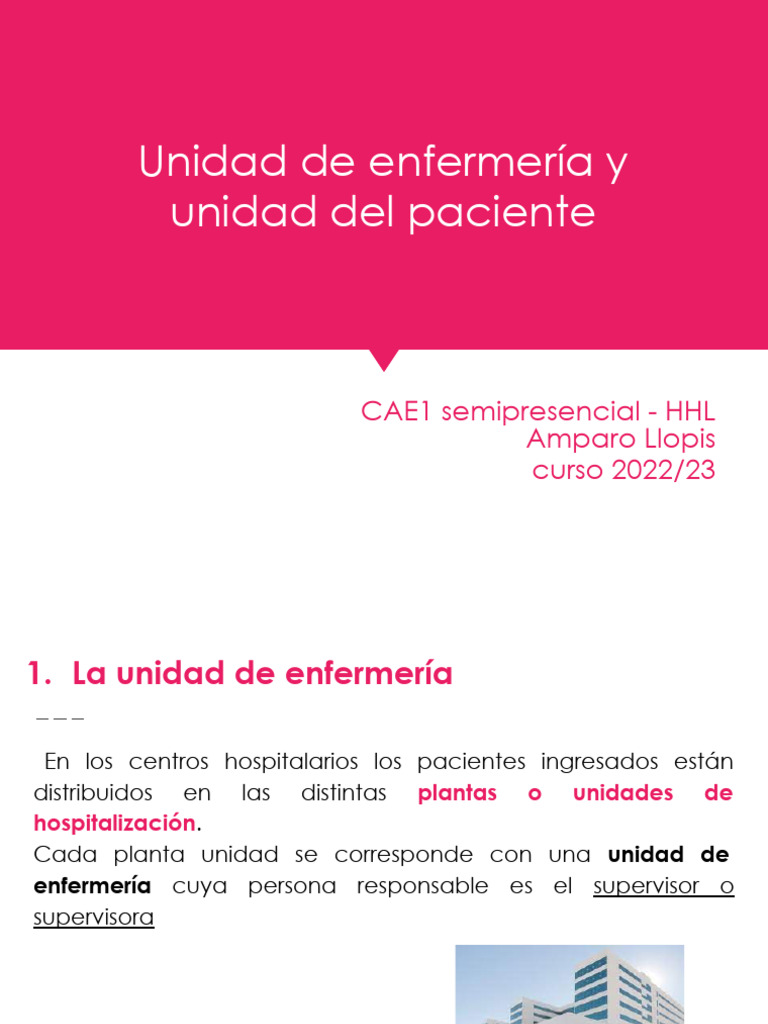 UNIDAD DE ENFERMERÍA Y UNIDAD DEL PACIENTE | PDF | Colchón | Enfermería