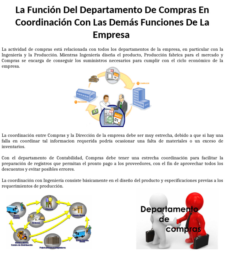 La Funcion Del Departamento de Compras en Coordinación Con Las Demas ...