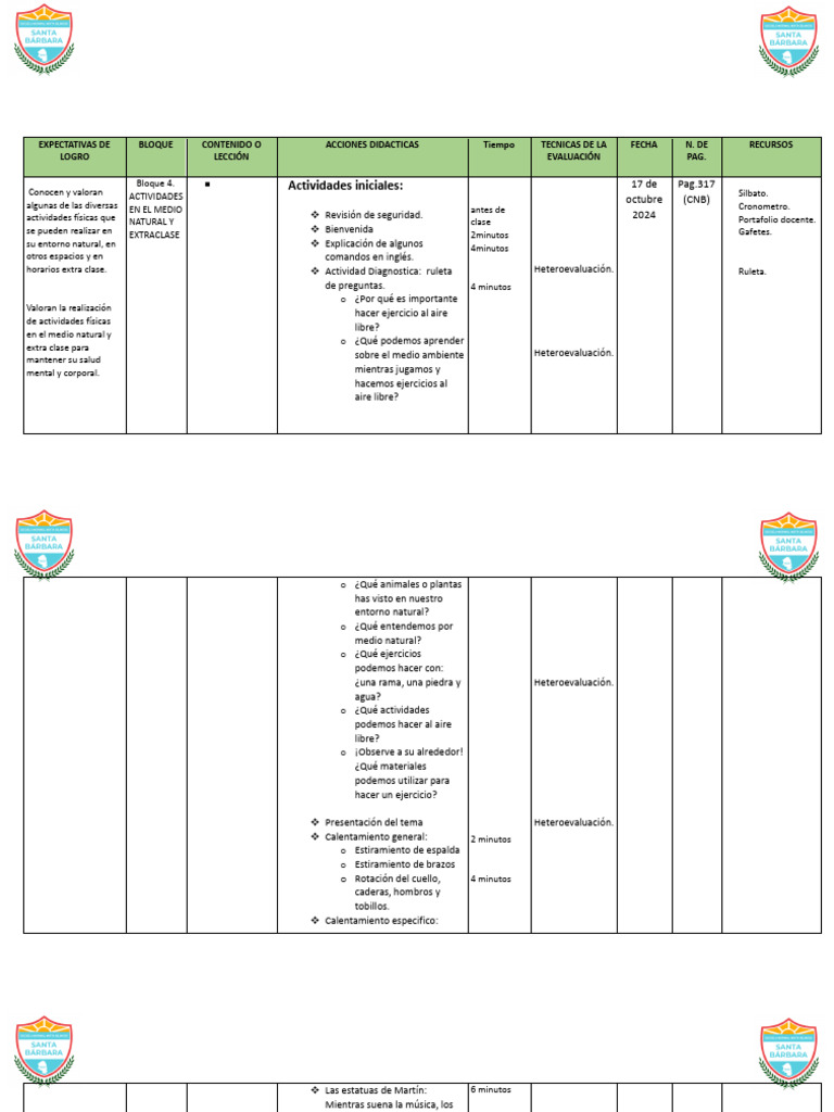 Plan de Clases Tercer Grado | PDF