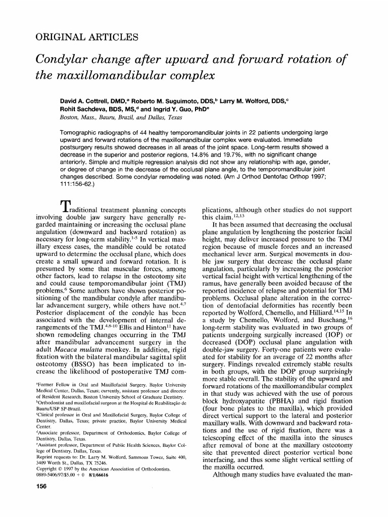 Cottrell1997 - Condylar Change After Upwars and Forward Rotation of The ...