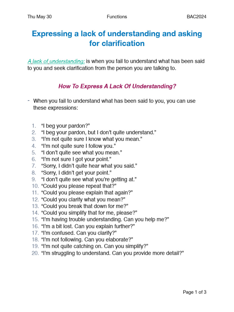 Clarification Phrases and Techniques | PDF