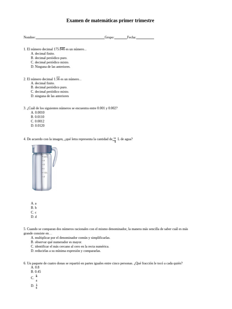 exa mate t1 | PDF | División (Matemáticas) | Notación Matemática