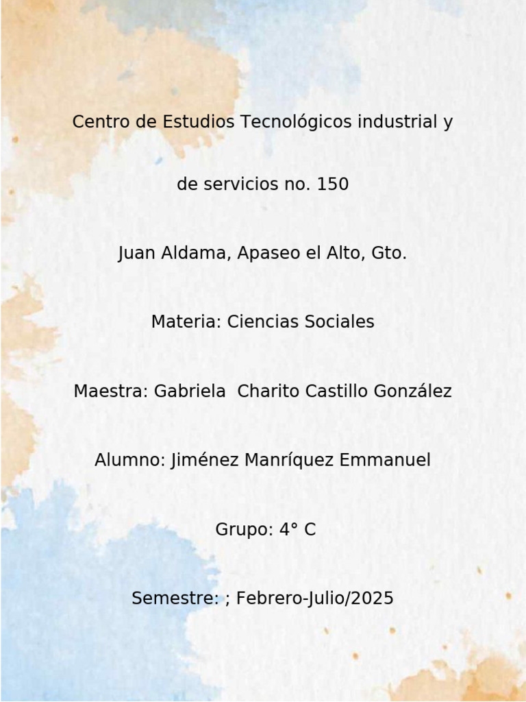 Ciencias Sociales 4°C CETis 150 | PDF