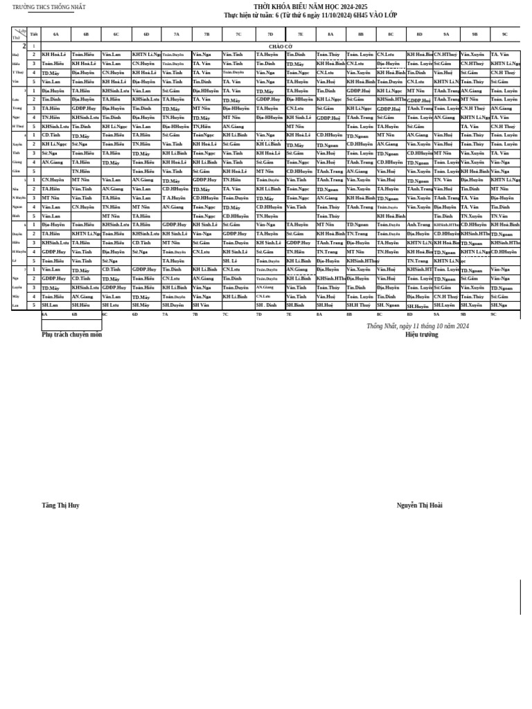 A TKB HS TUẦN 6 | PDF