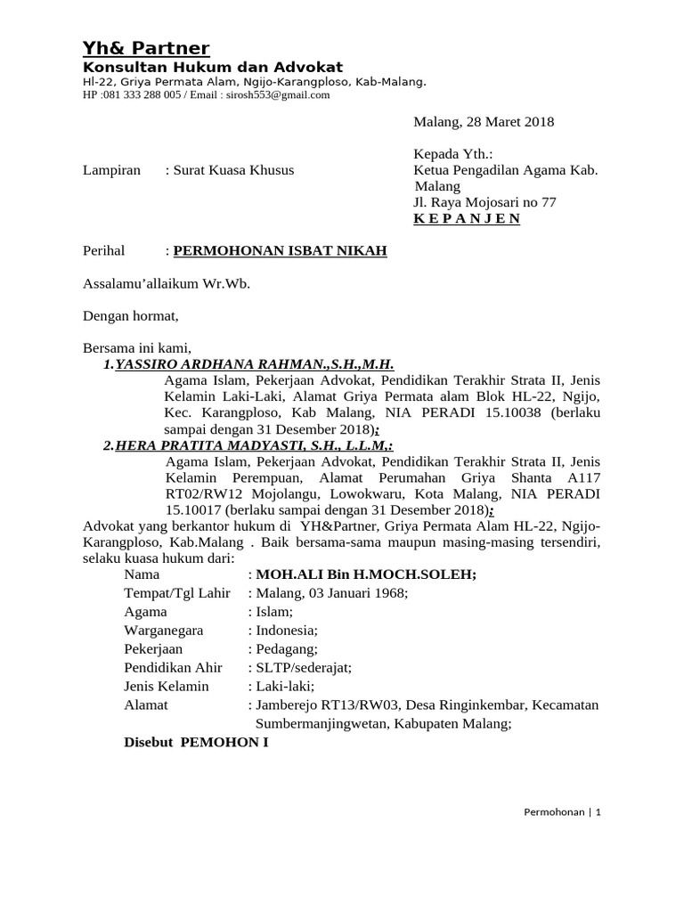 Permohonan Isbat Nikah | PDF