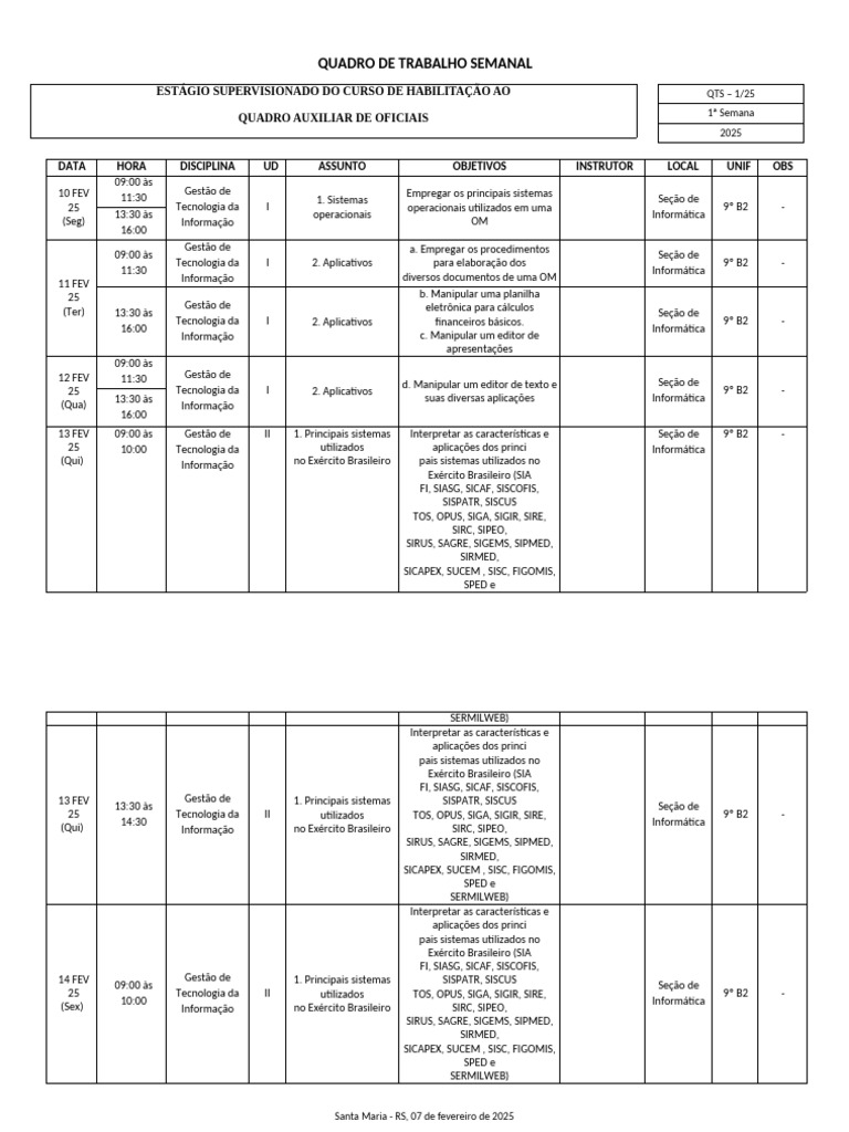 QTS GTI CHQAO 2024-2025 - 10 A 14 Fev | PDF