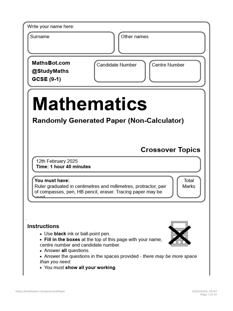Practice GCSE Maths Paper 5 | PDF